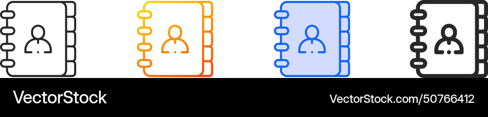 Address book iconthin linear gradient blue stroke Vector Image