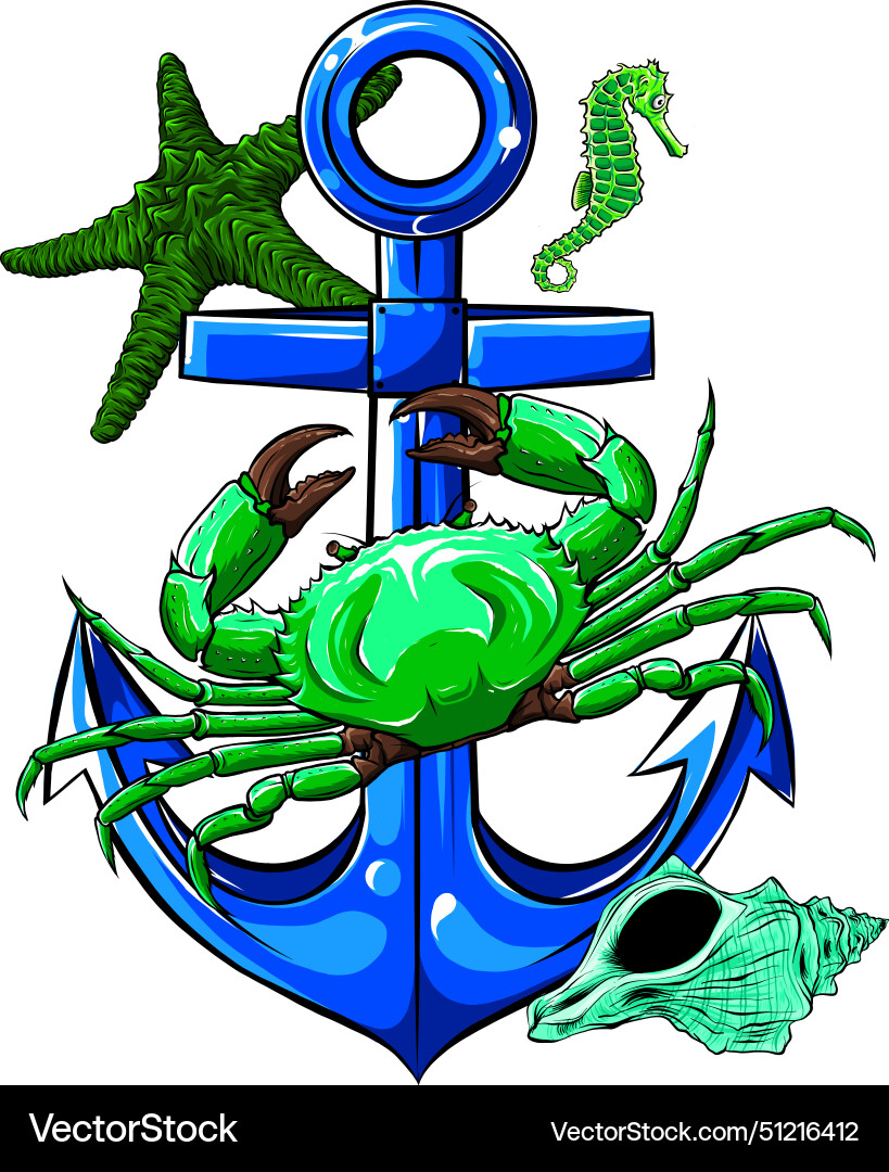 Anchor with sea animal design Royalty Free Vector Image