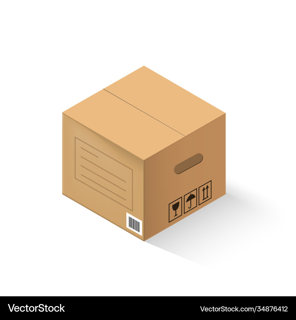 Closed cardboard box isolated on a white Vector Image