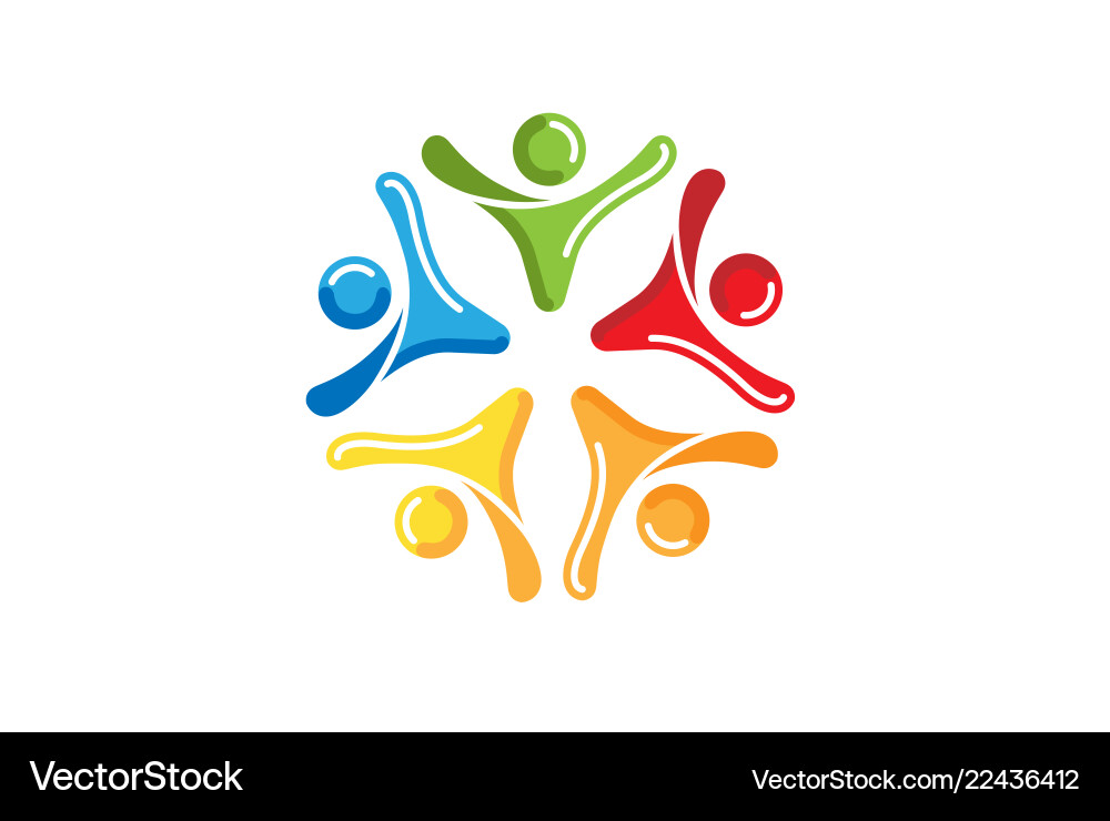 Colorful people group team logo Royalty Free Vector Image