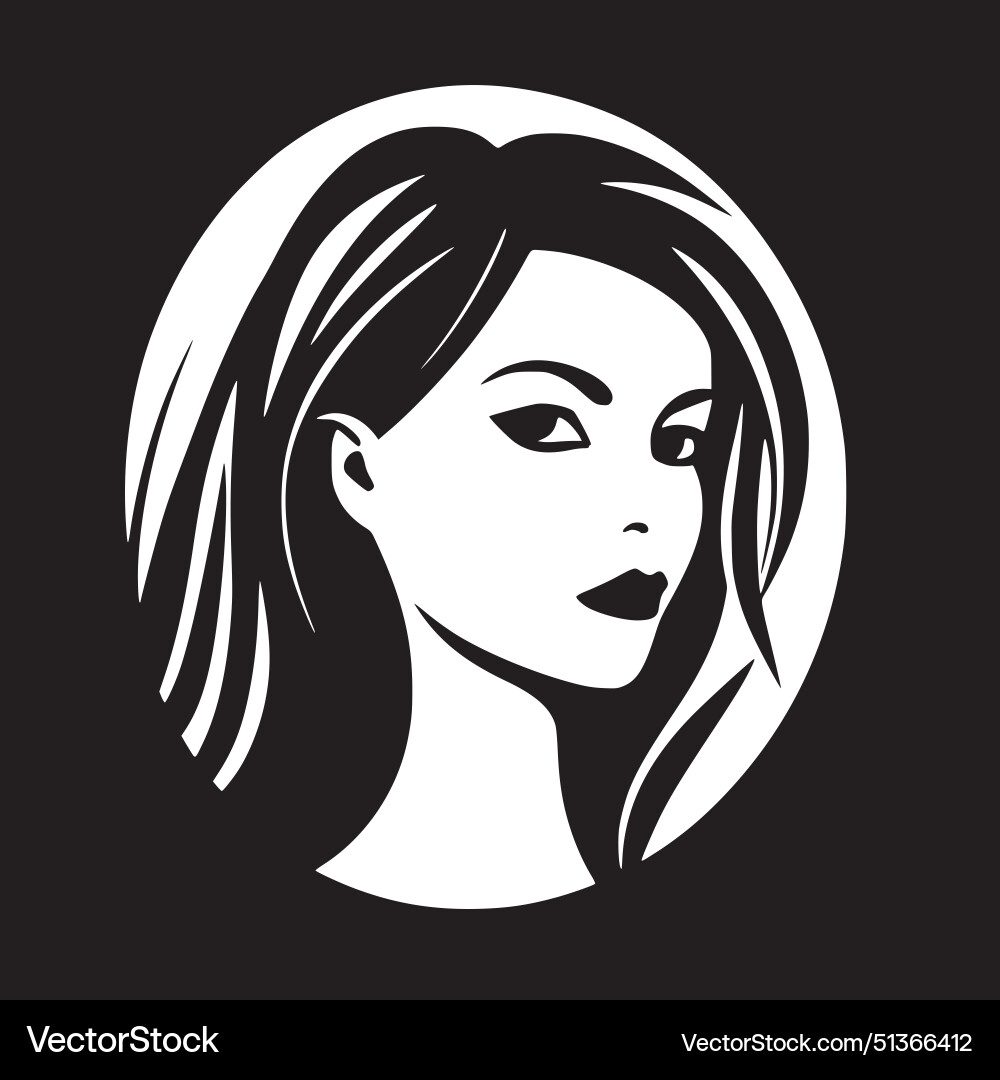 Girl - black and white isolated icon Royalty Free Vector