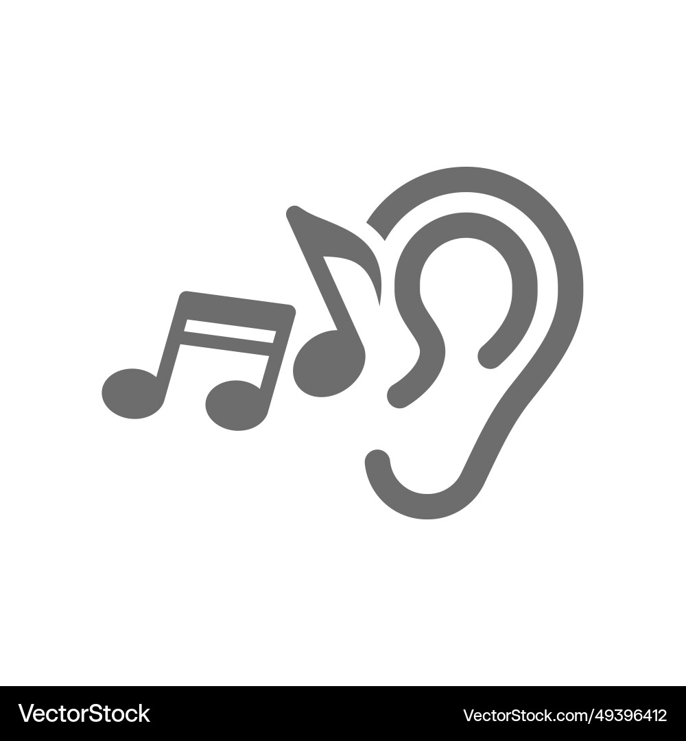 Human ear and music notes icon Royalty Free Vector Image