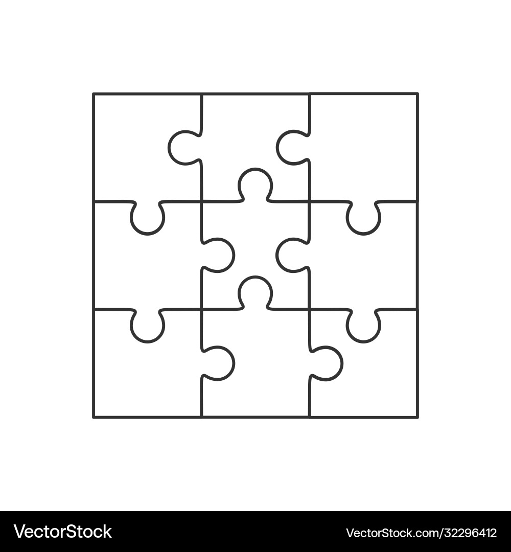Jigsaw puzzle nine pieces Royalty Free Vector Image