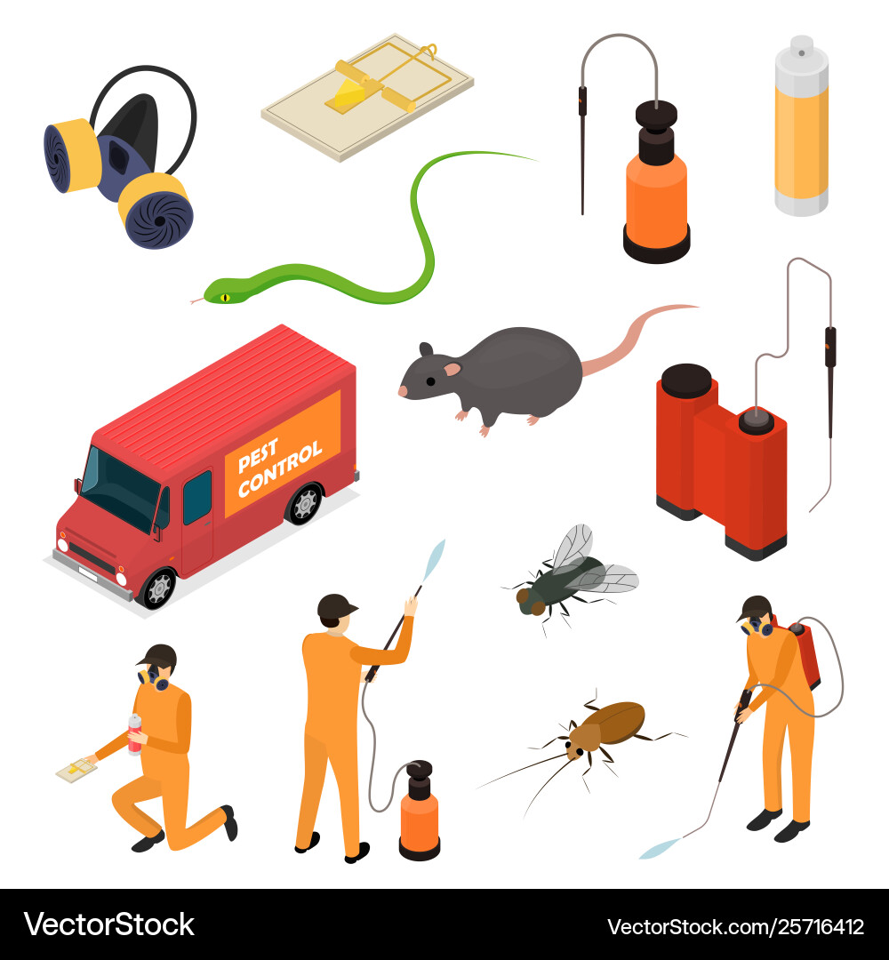 Pest Control Icon Set - Isometric Royalty Free Vector Image