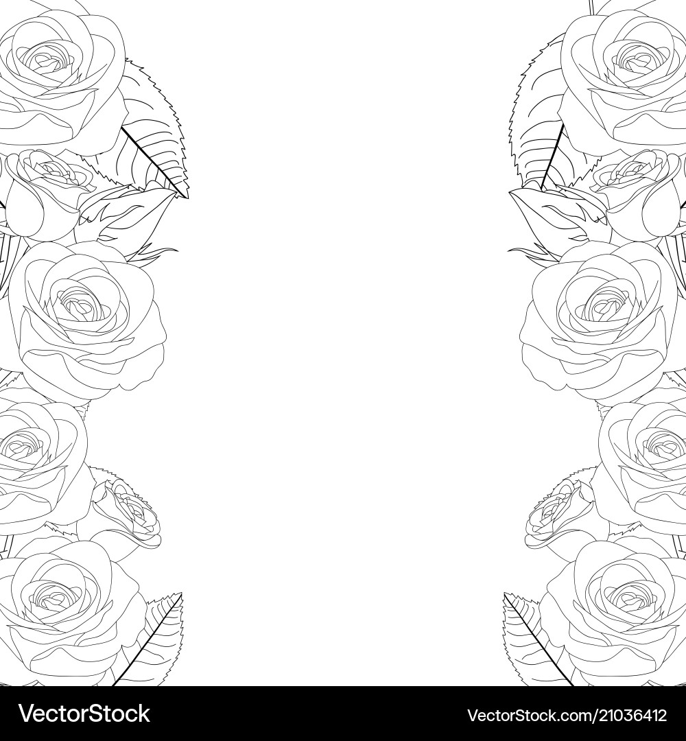 Rose Blumenrahmen Umrandung Rand Lizenzfreies Vektorbild