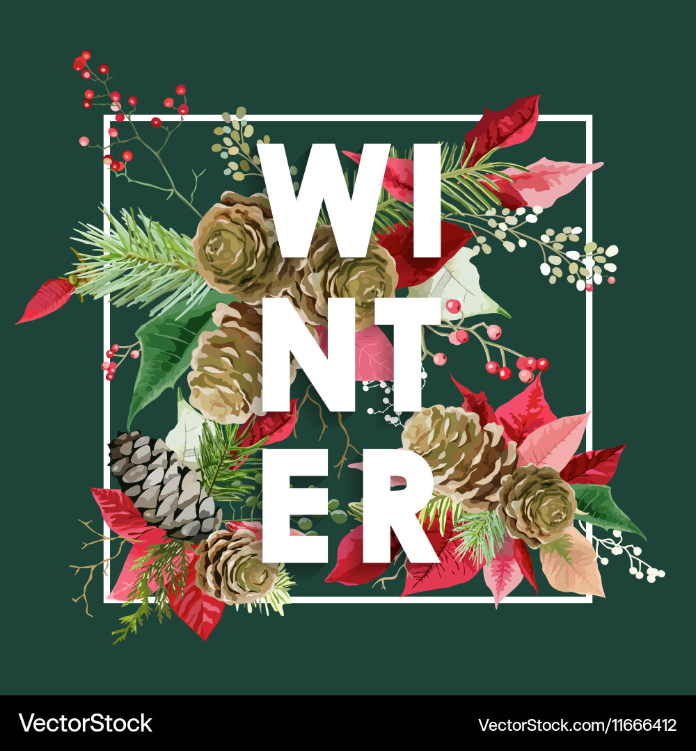 Winter christmas design in flowers Royalty Free Vector Image