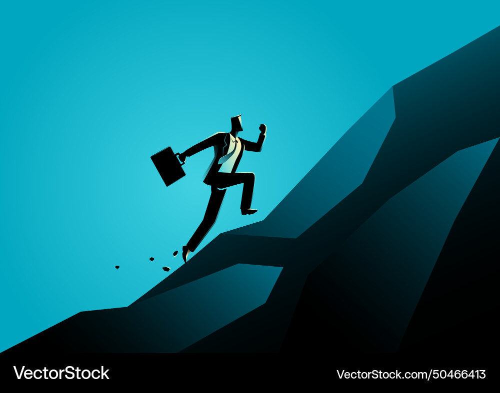 Businessman silhouette running uphill Royalty Free Vector