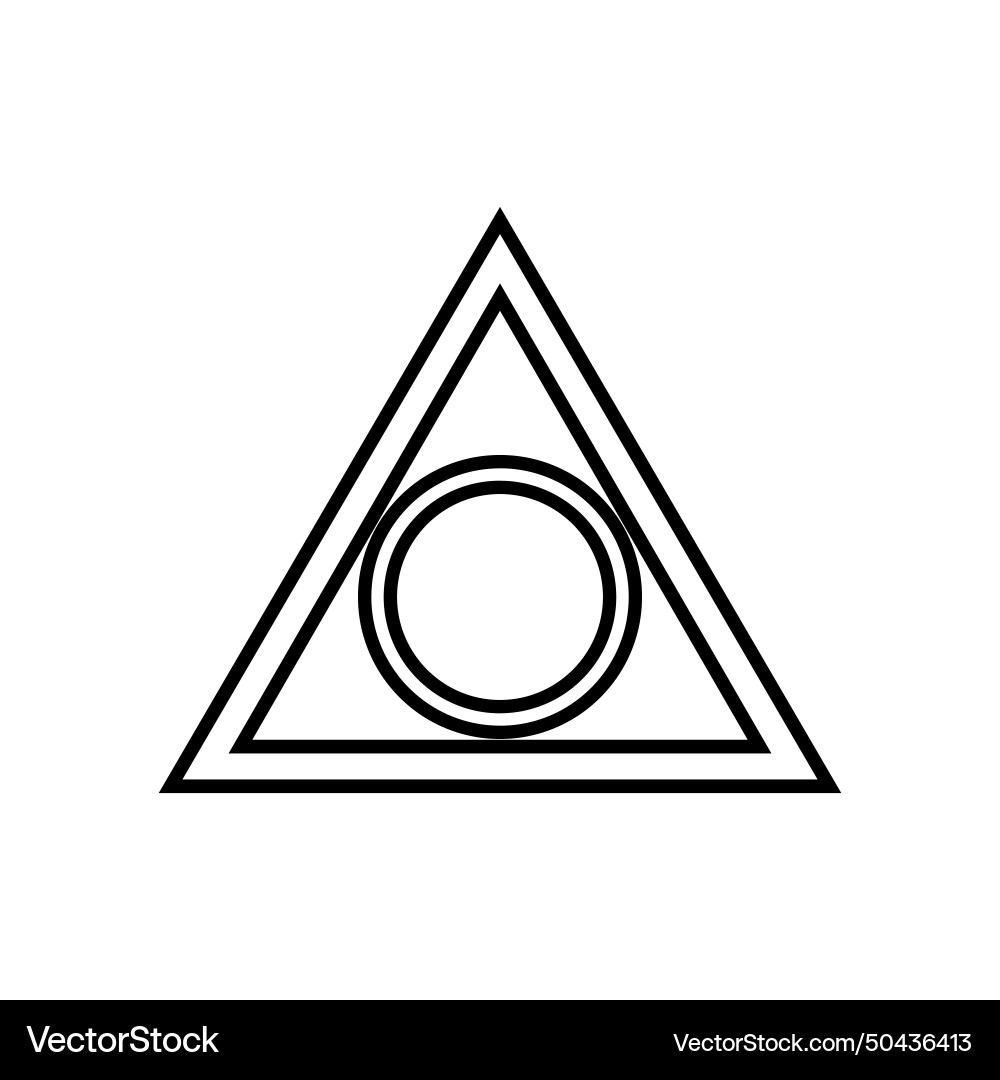 Circle in triangle monochrome sign Royalty Free Vector Image
