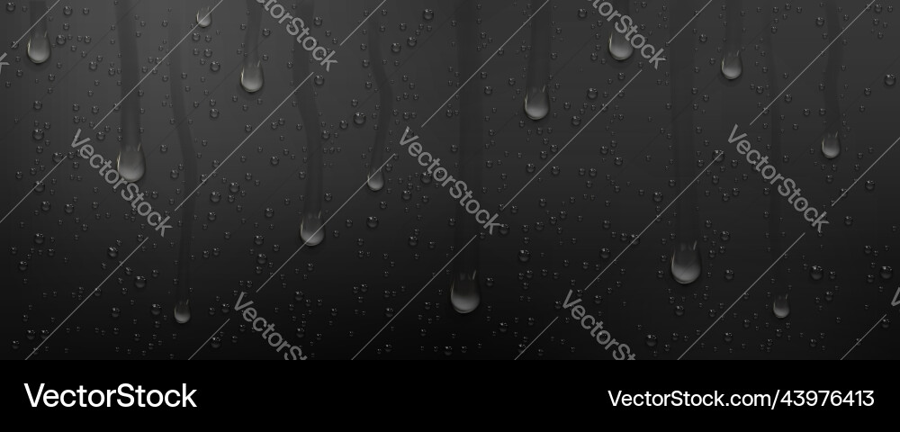 Condensation water drops with wet trails on glass Vector Image