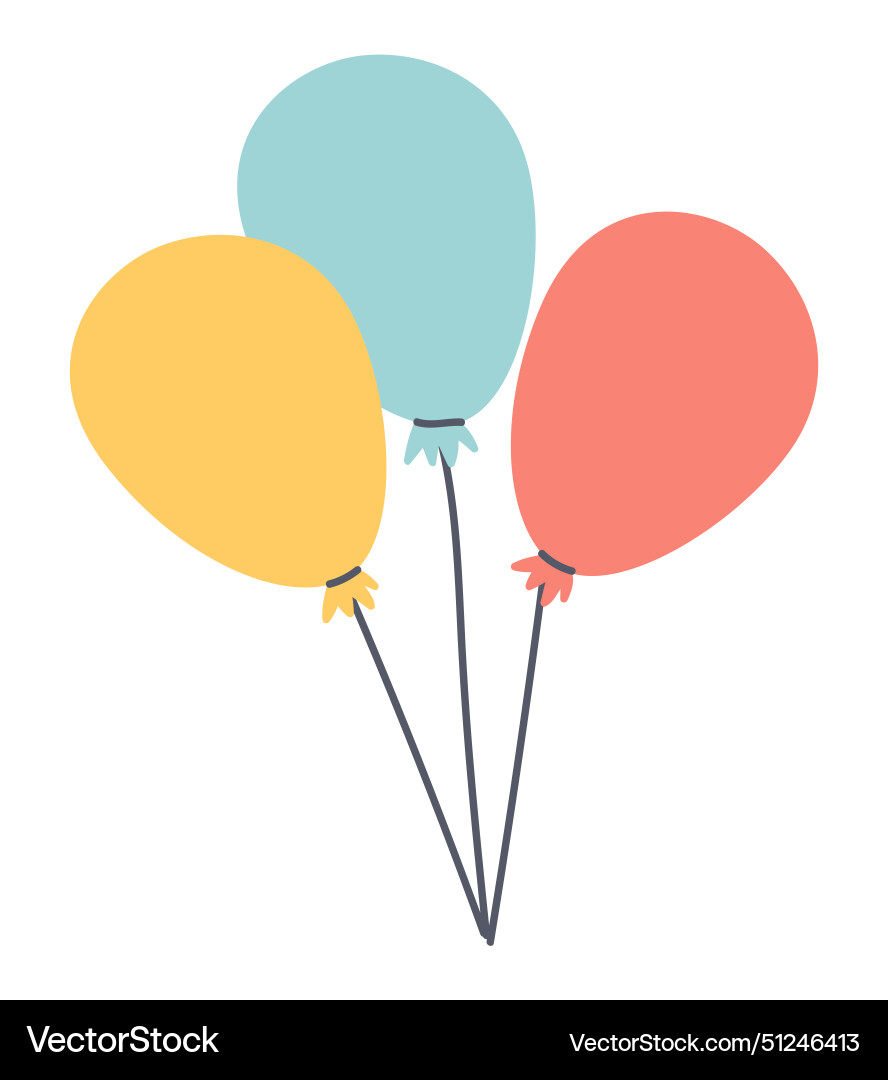Helium balloons bunch flying in flat design Vector Image