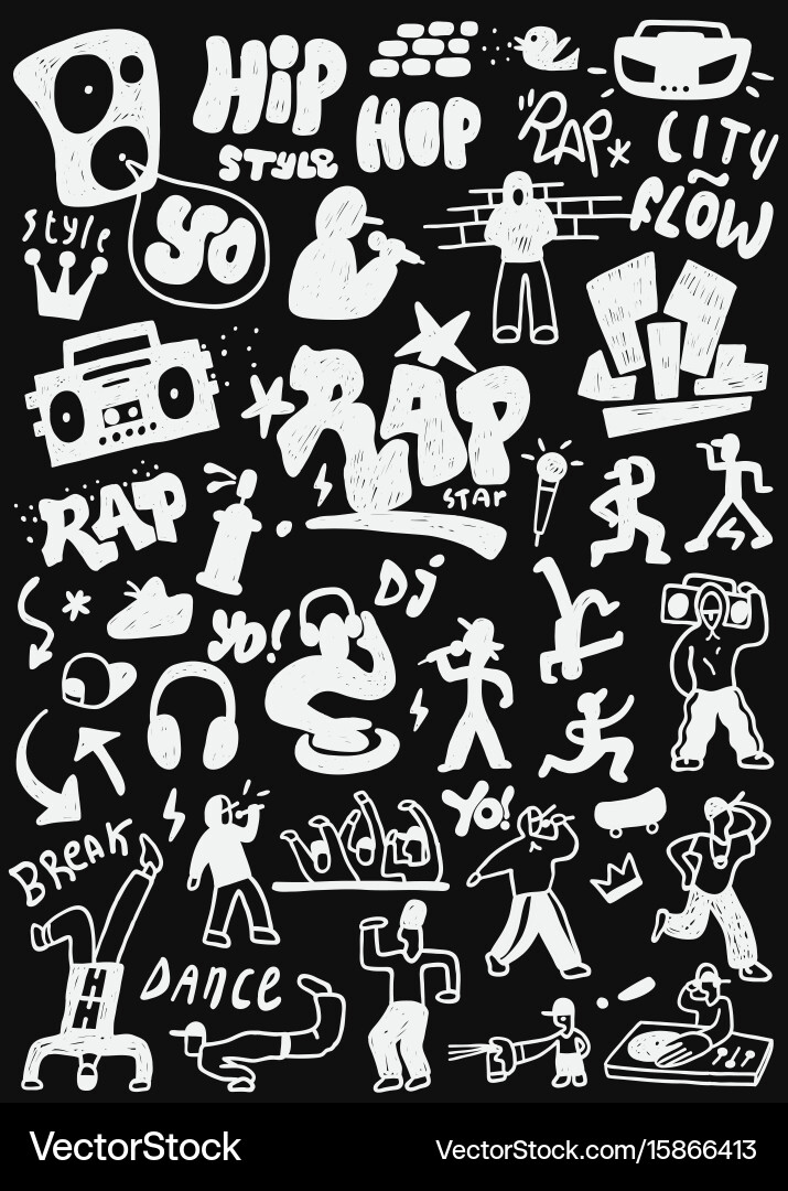 Hip - hop rap doodles Royalty Free Vector Image