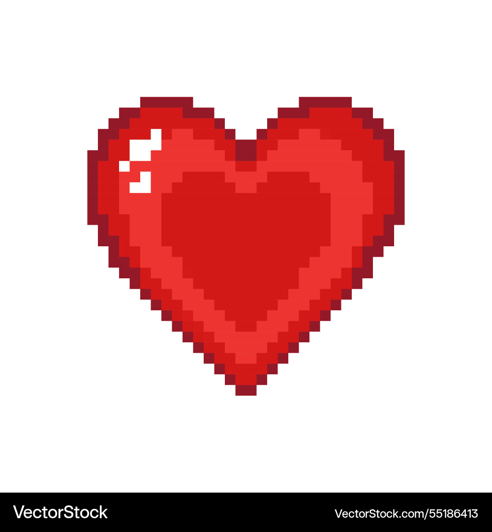 Pixel red heart Royalty Free Vector Image - VectorStock
