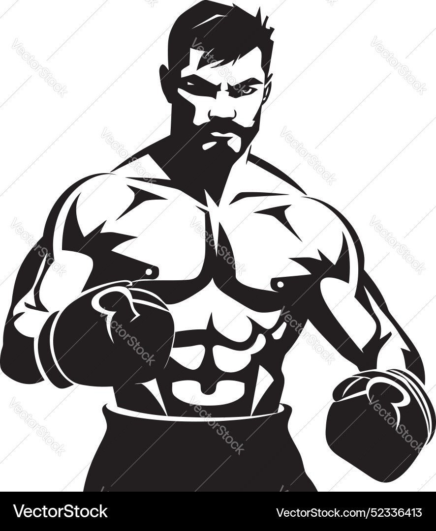 Punch impact iconic emblematic boxer man knockout Vector Image