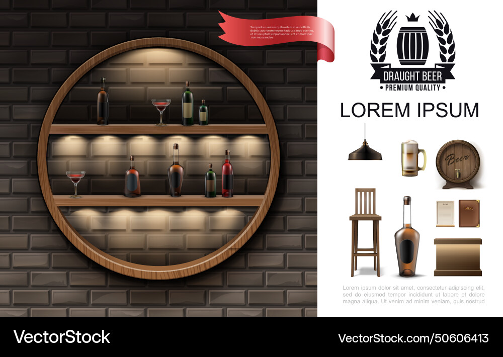 Realistic pub composition Royalty Free Vector Image