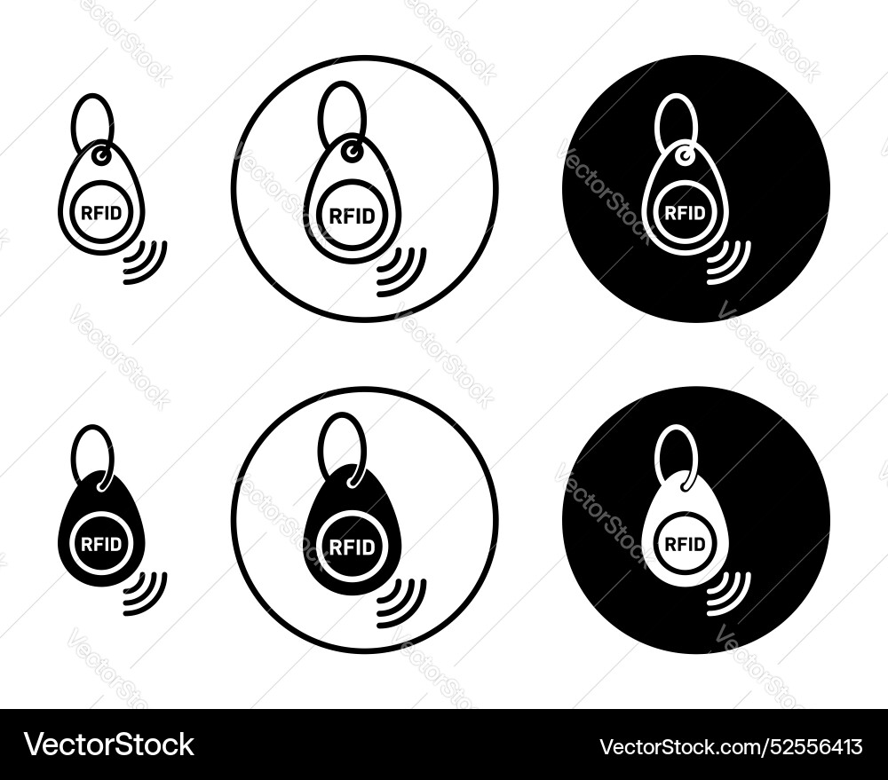 Rfid key tag icon set on white background Vector Image