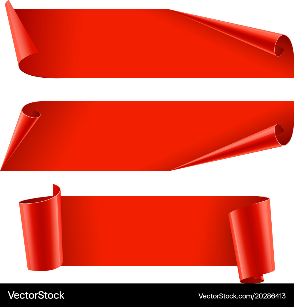 Ribbons set realistic red glossy paper ribbon – Royalty-Free Vector ...