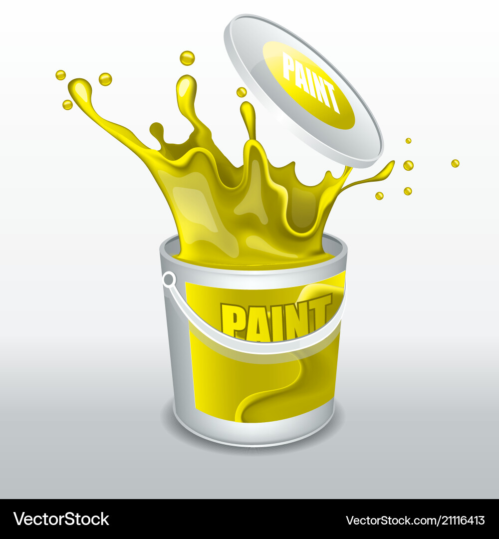 Splash yellow paint realistic 3d image Royalty Free Vector