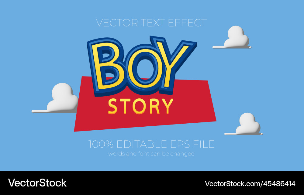 3D Boy Text Effect - Editable EPS Royalty Free Vector Image