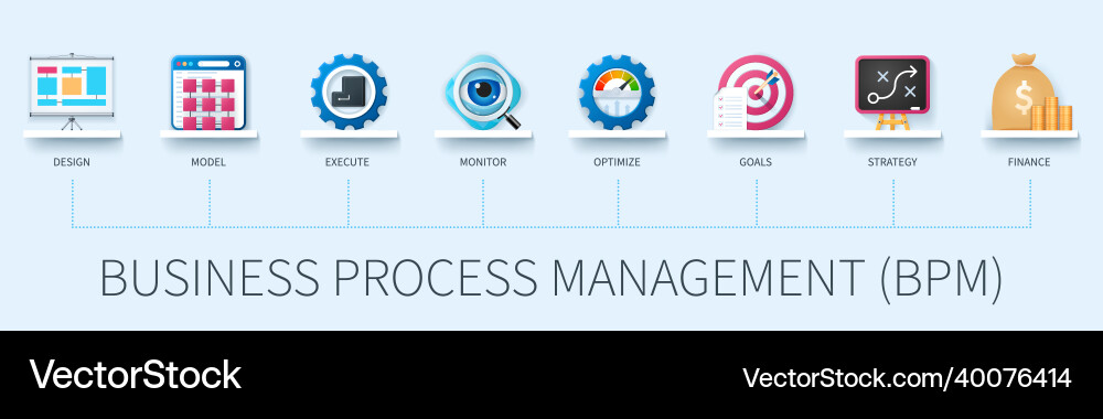 Business process management infographic in 3d Vector Image