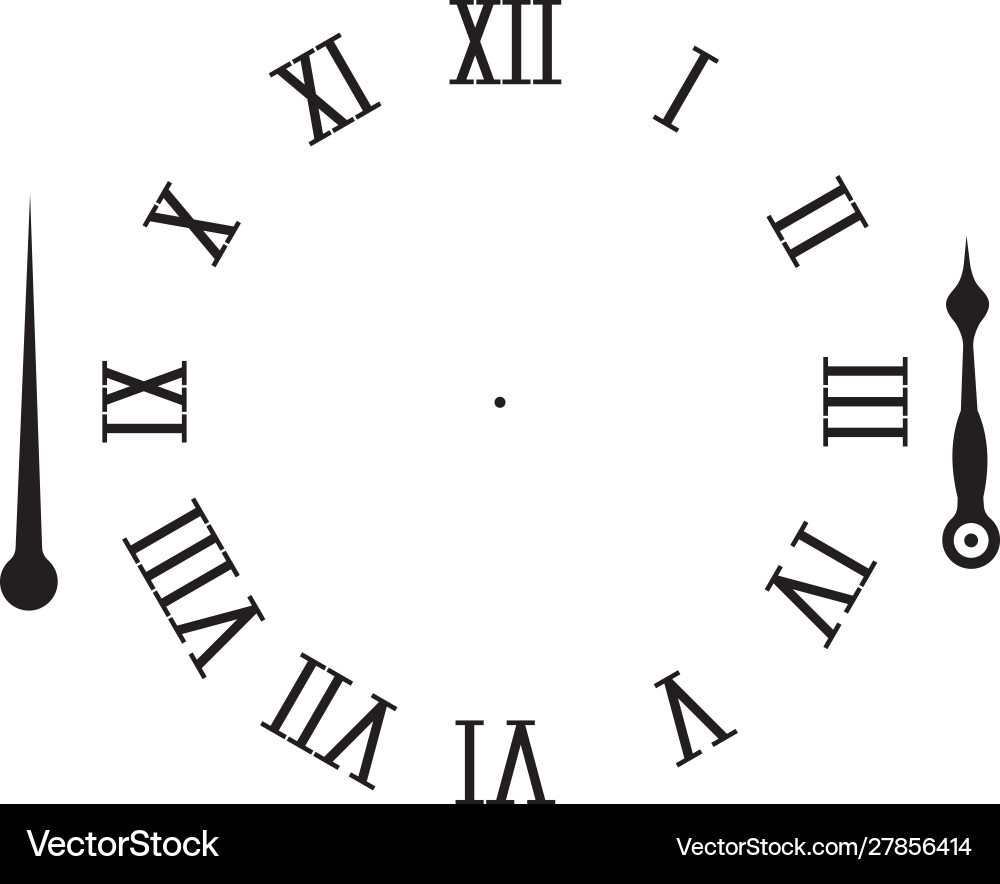 Clock elements hour and minute hand with roman Vector Image