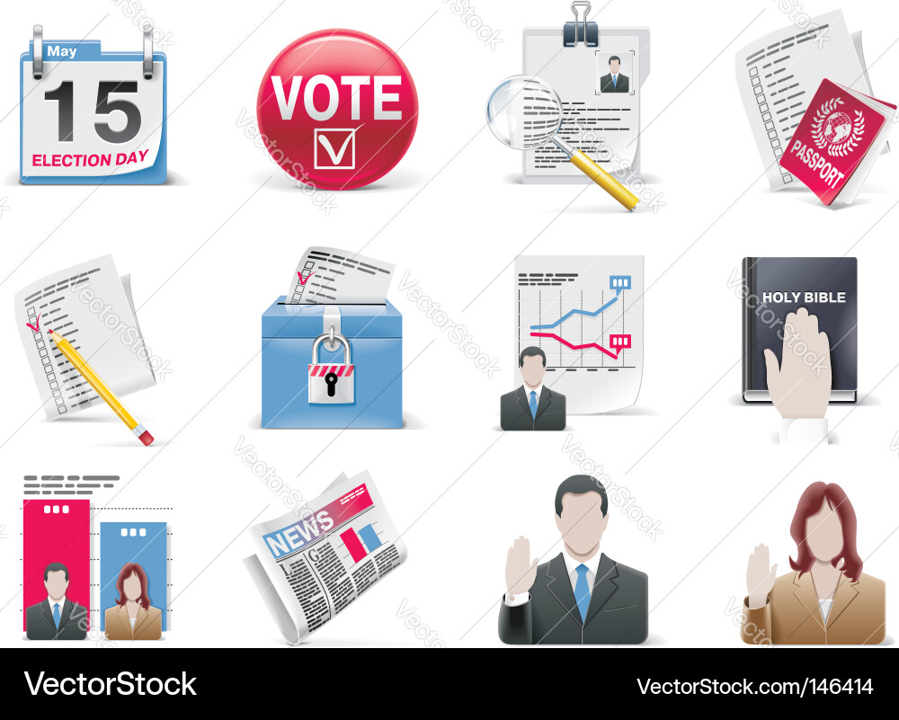Election Icon Set - Voting & Politics Vector Image