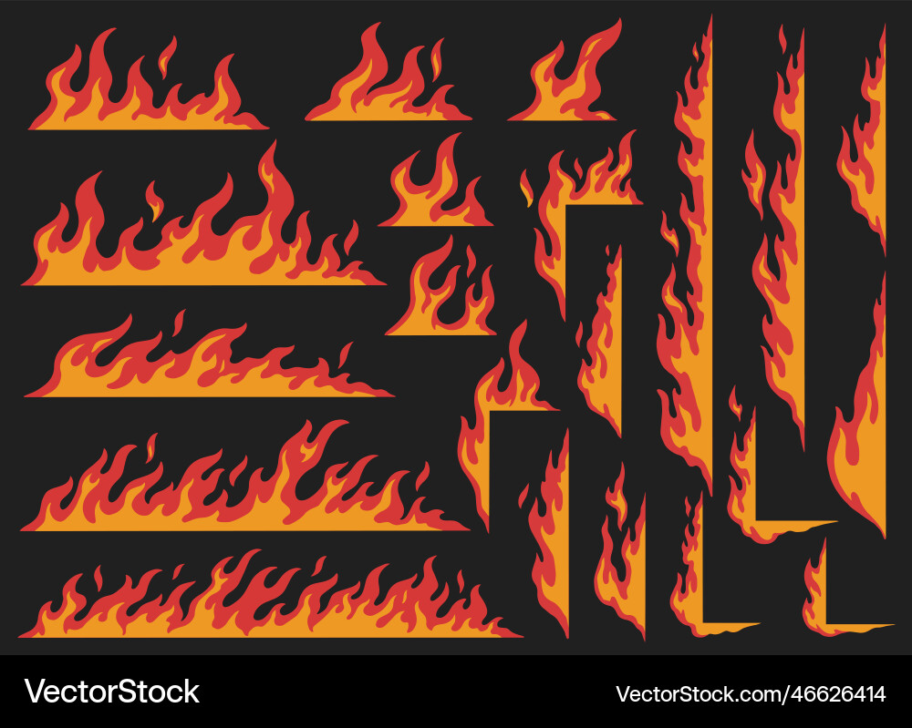 Flame stripes colorful set emblems Royalty Free Vector Image