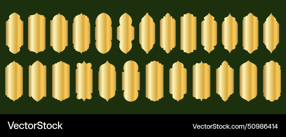 Golden ramadan shapes set islamic indian Vector Image