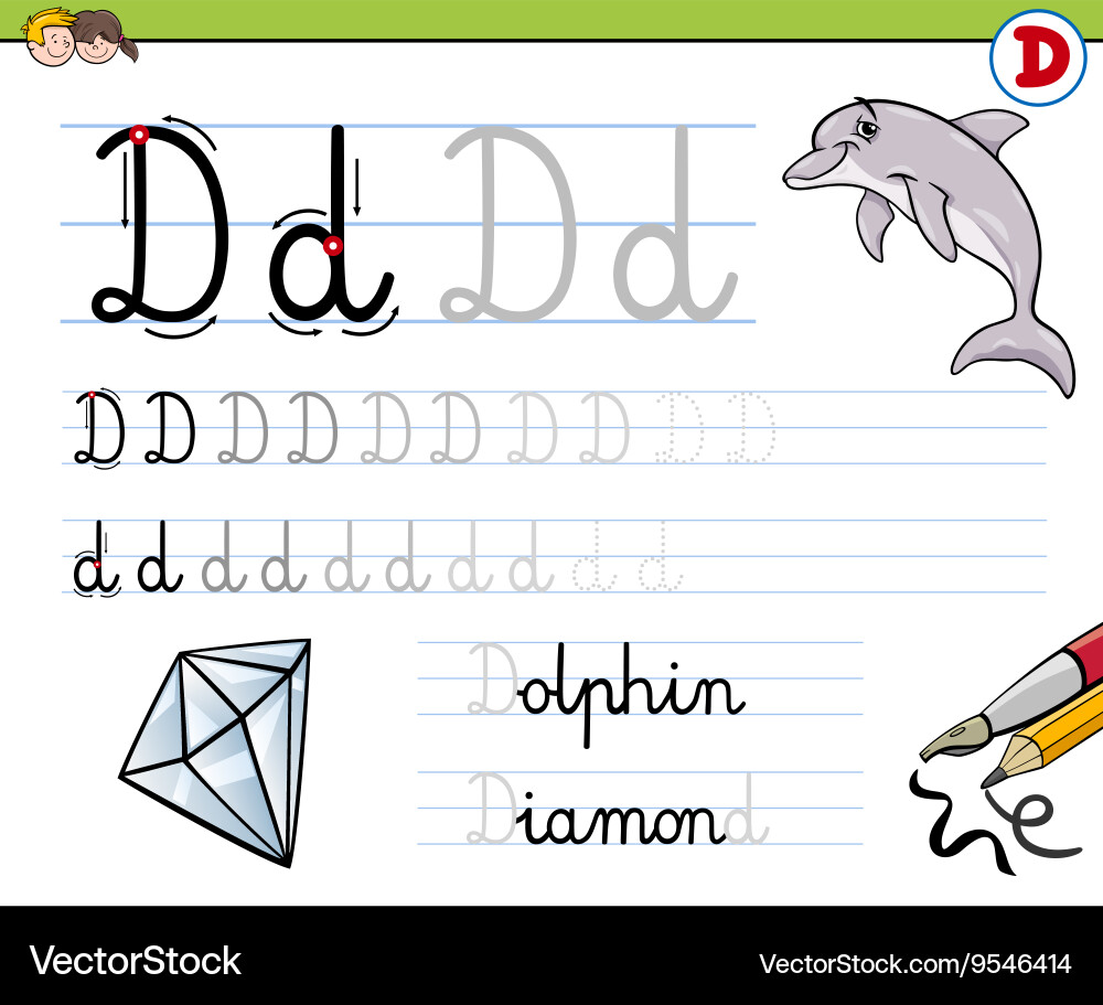 Schreiben von Buchstabe d Lizenzfreies Vektorbild