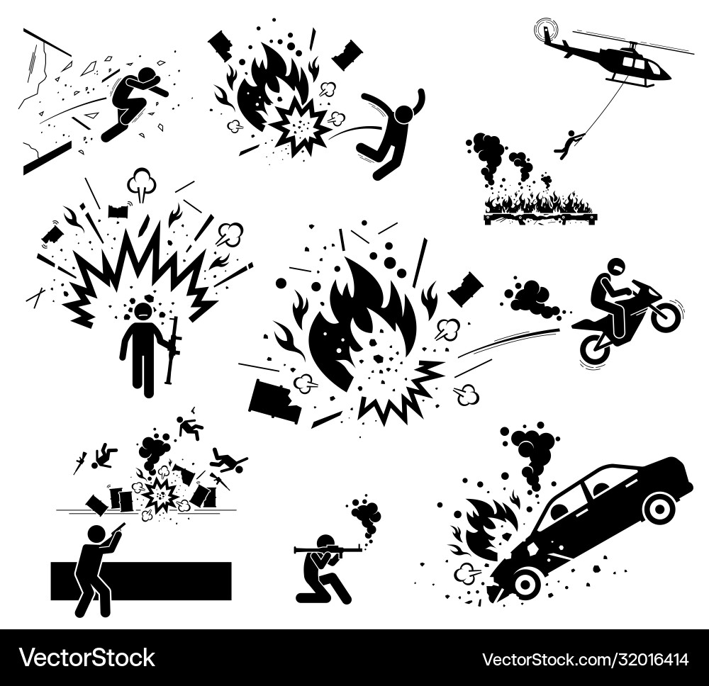 Movie action hero bomb explosion scene man Vector Image
