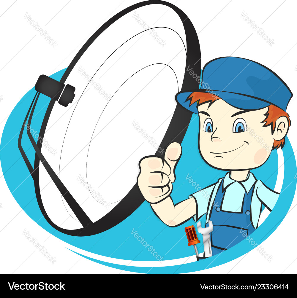 Satellite dish installation Royalty Free Vector Image
