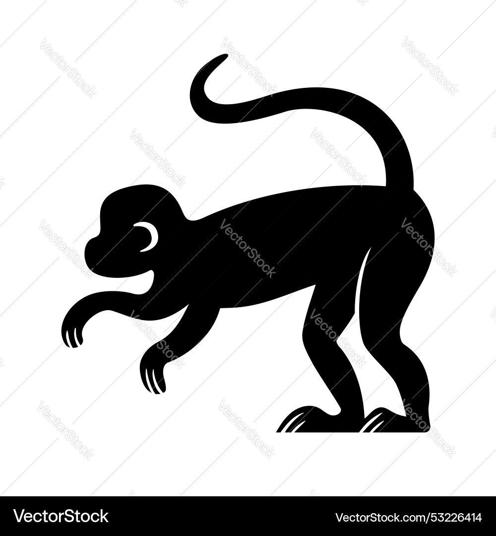 Silhouette of a monkey in motion captivating Vector Image