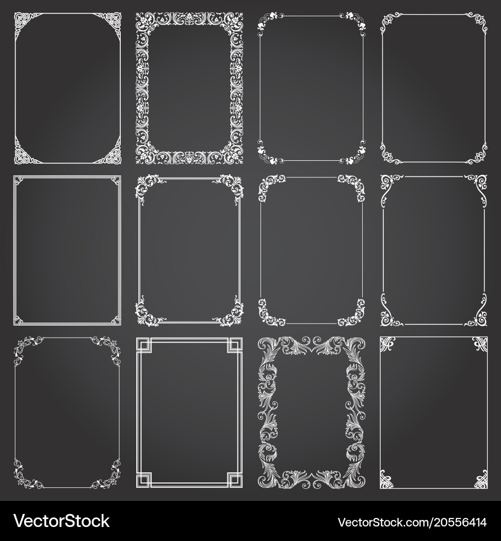 Vintage Rectangle Frame Set Royalty Free Vector Image