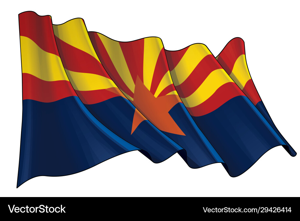 Waving flag state arizona Royalty Free Vector Image