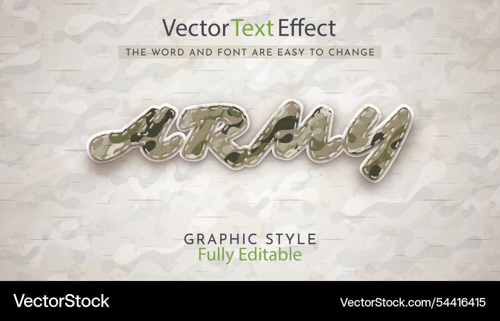 Army sticker text effect graphic style mockup Vector Image