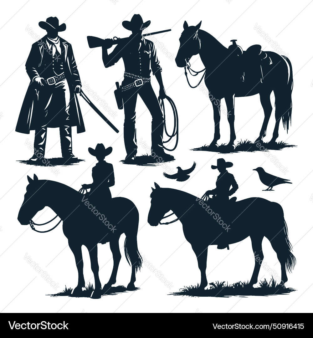Cowboy and cowgirl bundle file Royalty Free Vector Image