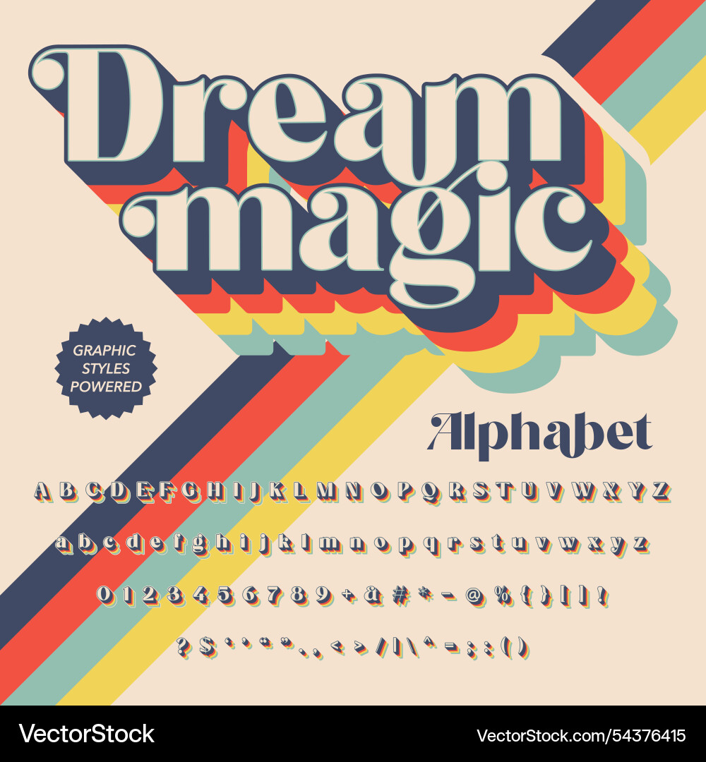 Groovy retro vintage display bold font alphabet Vector Image