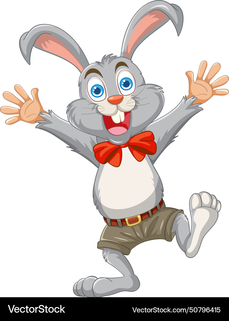 Happy rabbit character celebrating with a wide Vector Image