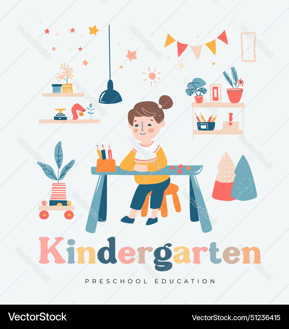 Kindergarten preschool education Royalty Free Vector Image