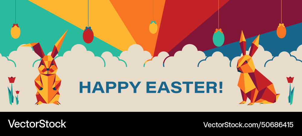 Origami paper rabbits Royalty Free Vector Image