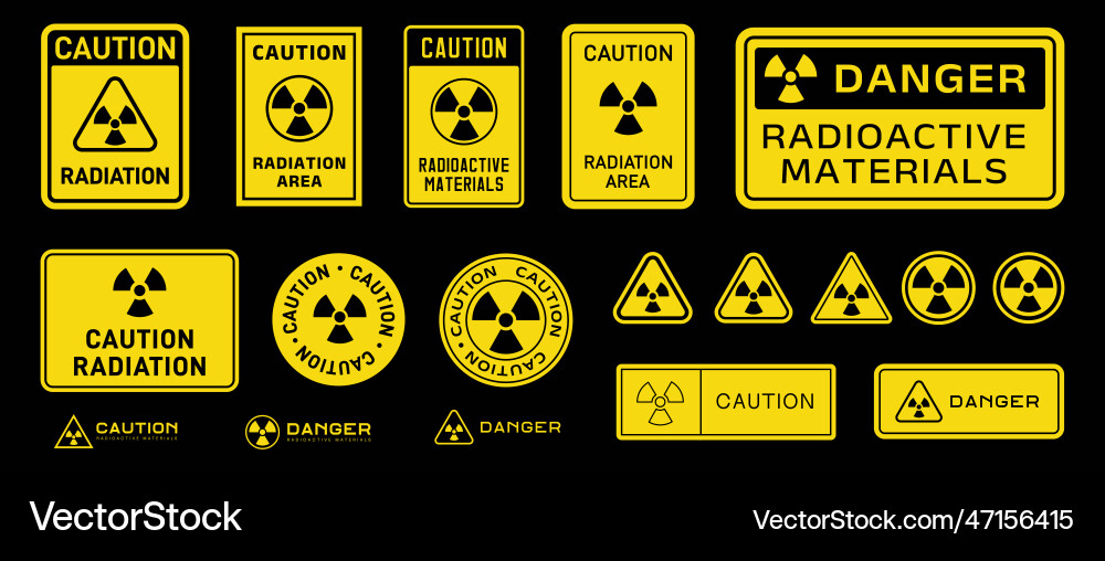 Radioactive Warning Signs Collection Royalty Free Vector