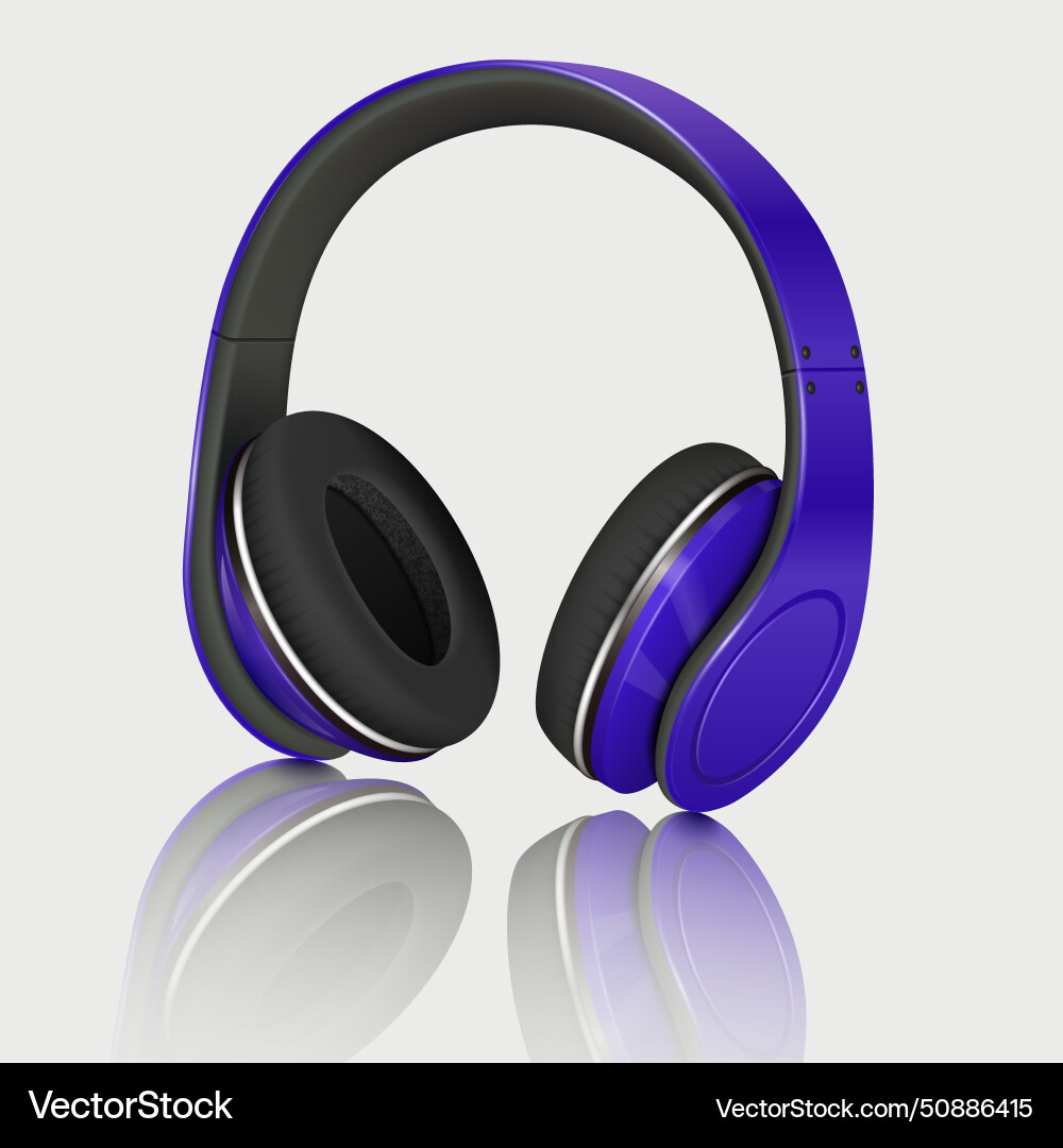 Realistic blue headphones Royalty Free Vector Image