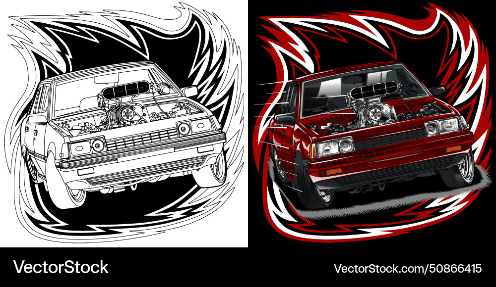 Red drag racing car with white strip Royalty Free Vector