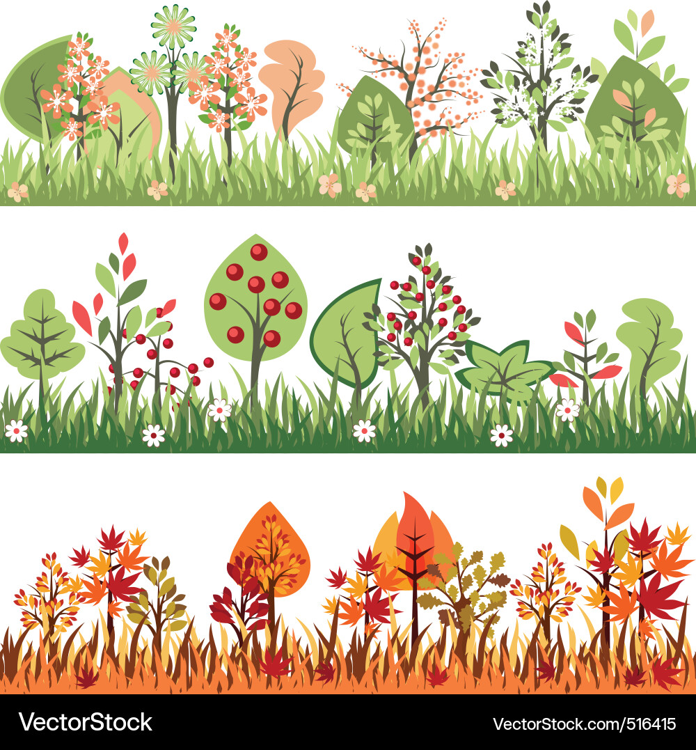 Seamless borders with trees Royalty Free Vector Image