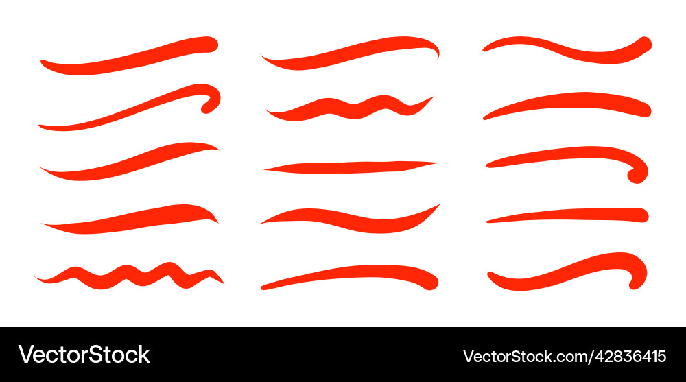 Swoosh swash underline stroke set hand drawn Vector Image
