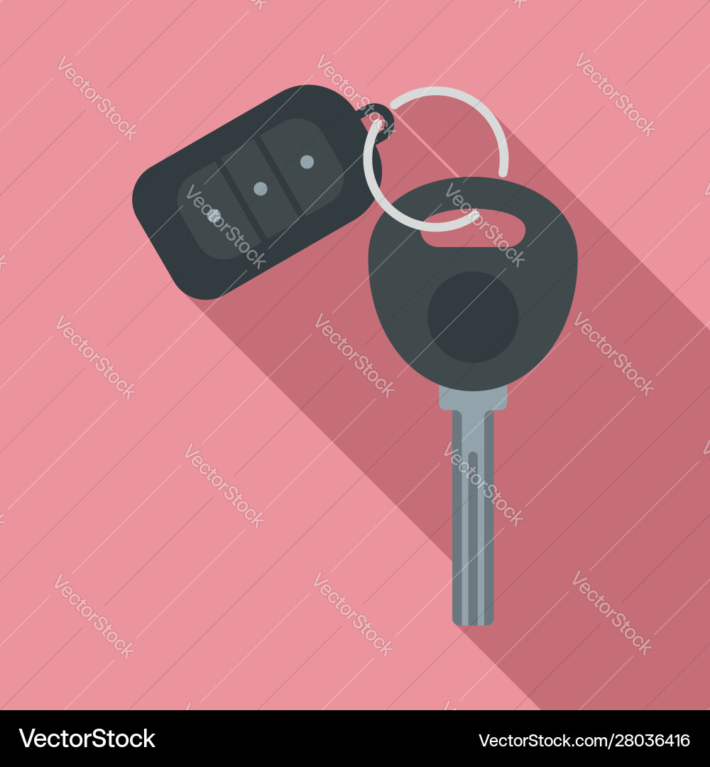 Auto alarm key icon flat style Royalty Free Vector Image