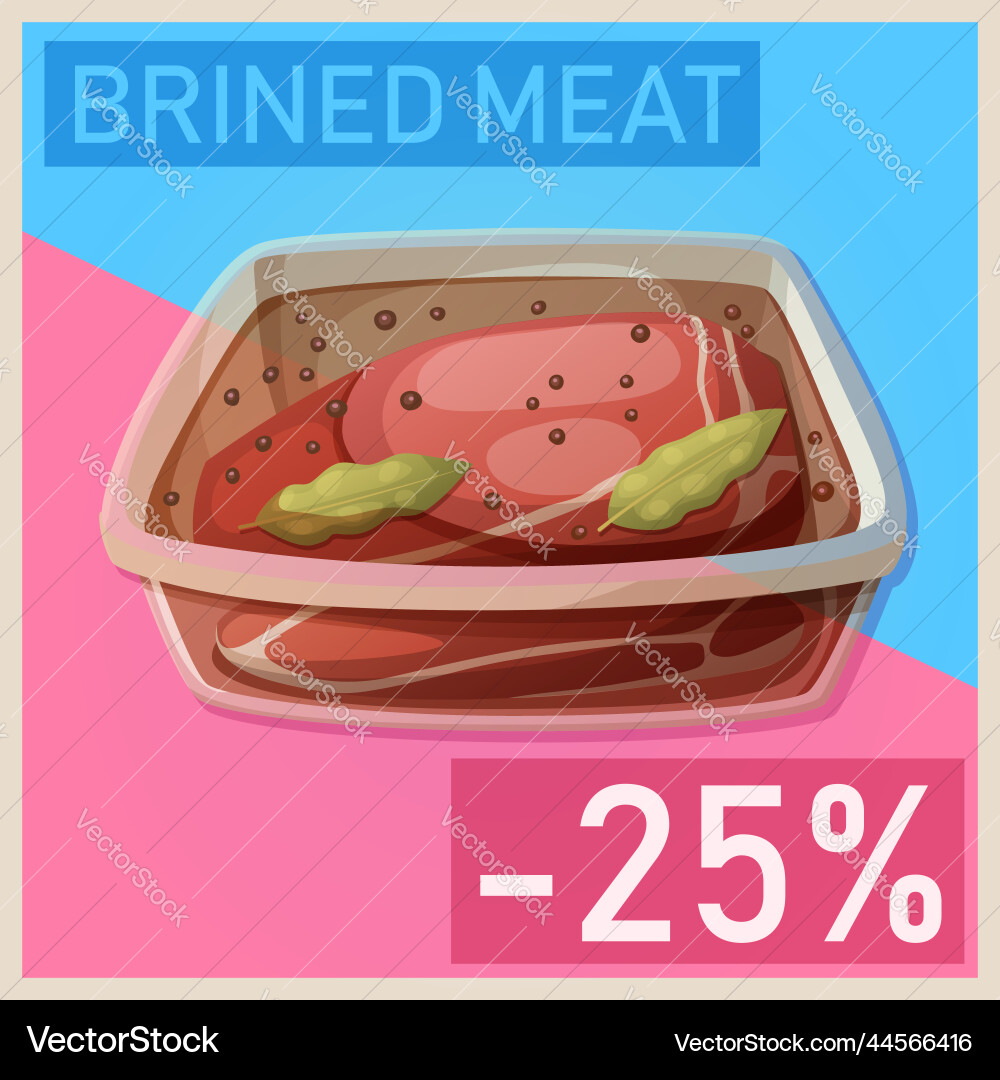 Brined meat for barbecue cartoon Royalty Free Vector Image