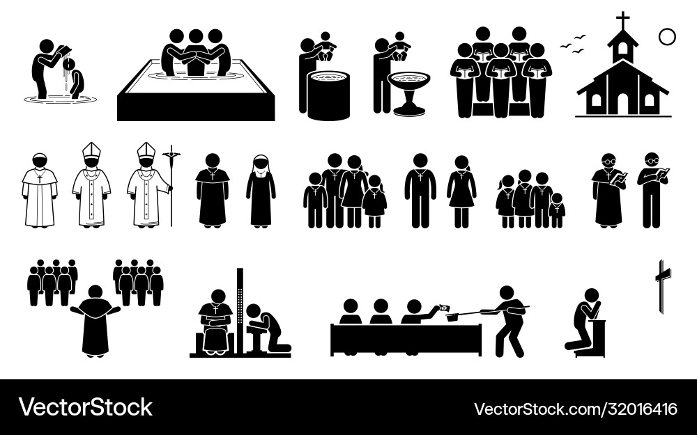 Christian Religious Symbols and Activities Vector Image