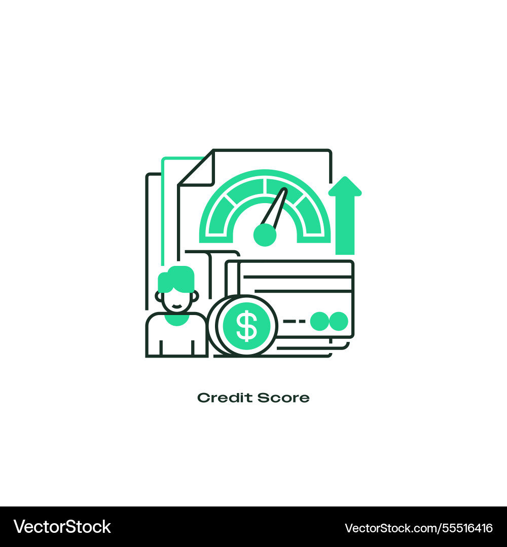 Credit score line icon linear style sign Vector Image
