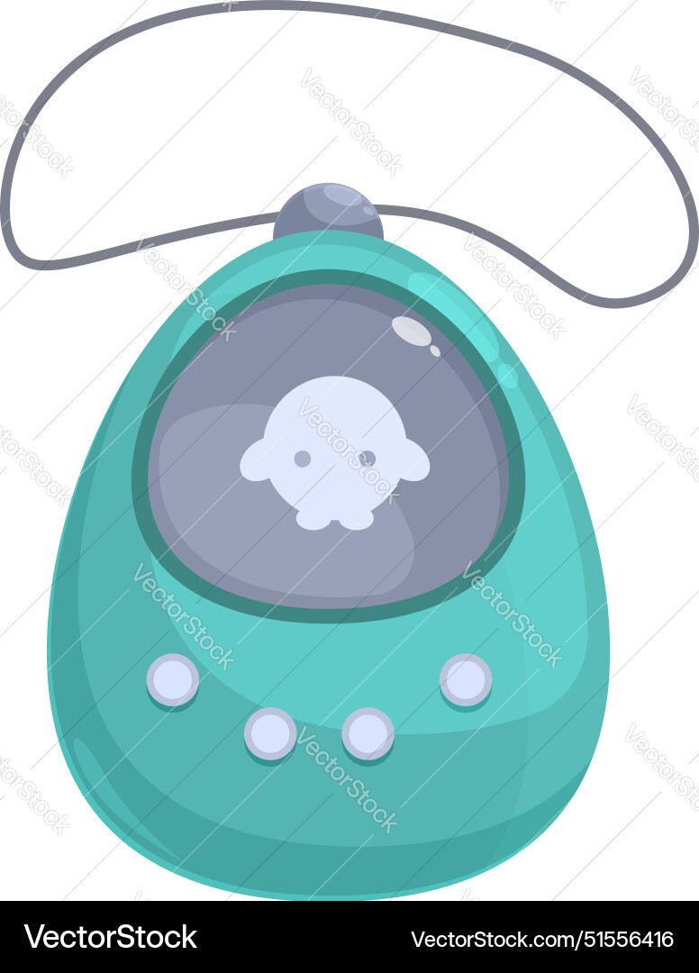 Electronic virtual pet toy hanging from a lanyard Vector Image