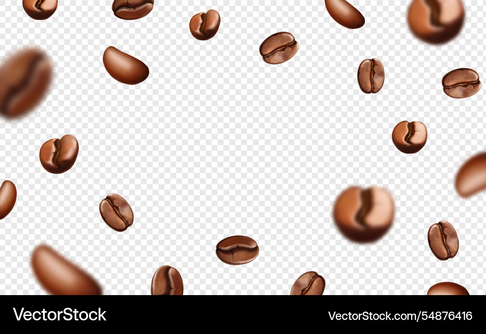 Falling coffee beans on transparent background Vector Image